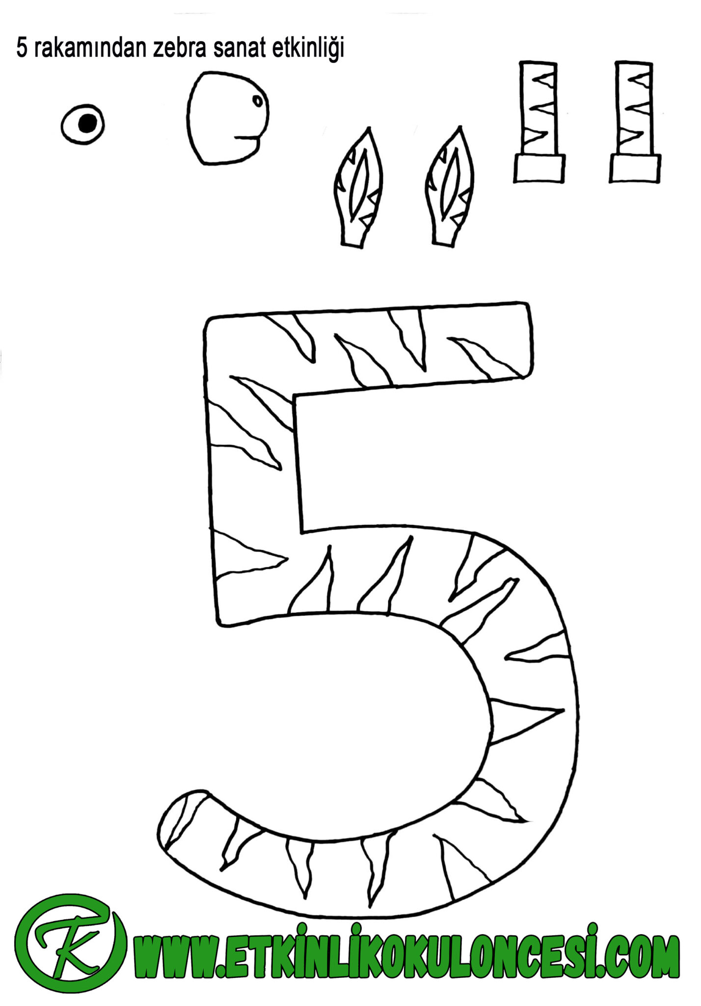 5 RAKAMI ZEBRA SANAT ETKİNLİĞİ, OKUL ÖNCESİ KALIPLI ETKİNLİK – OKUL ...