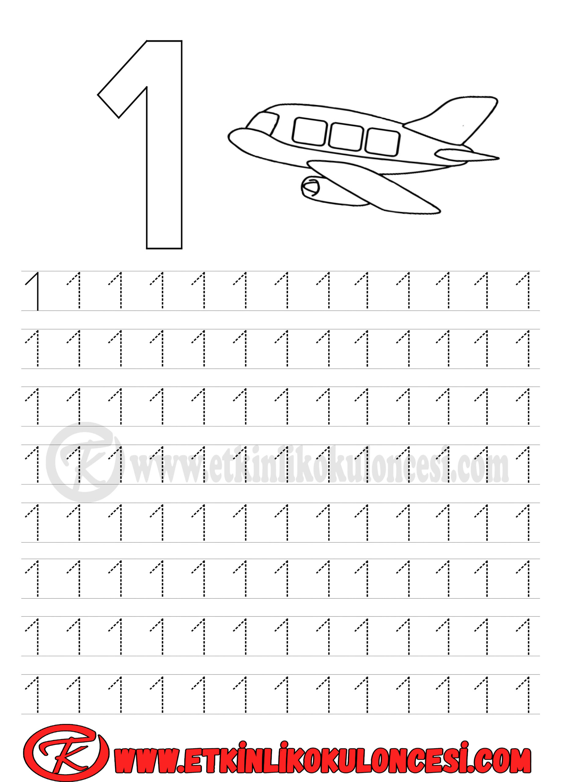 1 RAKAMI ÇİZGİ ÇALIŞMASI, OKUL ÖNCESİ OKUMA YAZMAYA HAZIRLIK, MATEMATİK ...