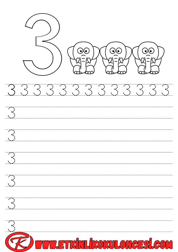 3 RAKAMI ÇİZGİ ÇALIŞMASI, OKUL ÖNCESİ OKUMA YAZMAYA HAZIRLIK, MATEMATİK ...