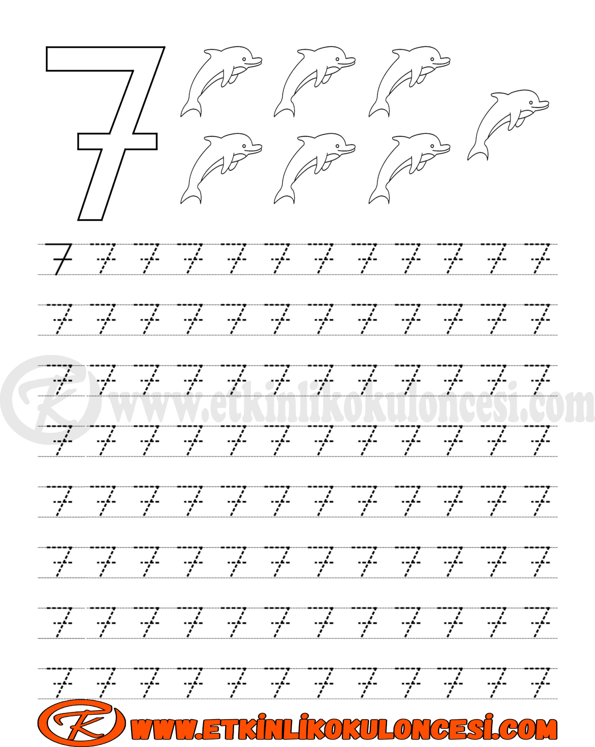 7 RAKAMI ÇİZGİ ÇALIŞMASI, OKUL ÖNCESİ OKUMA YAZMAYA HAZIRLIK, MATEMATİK ...