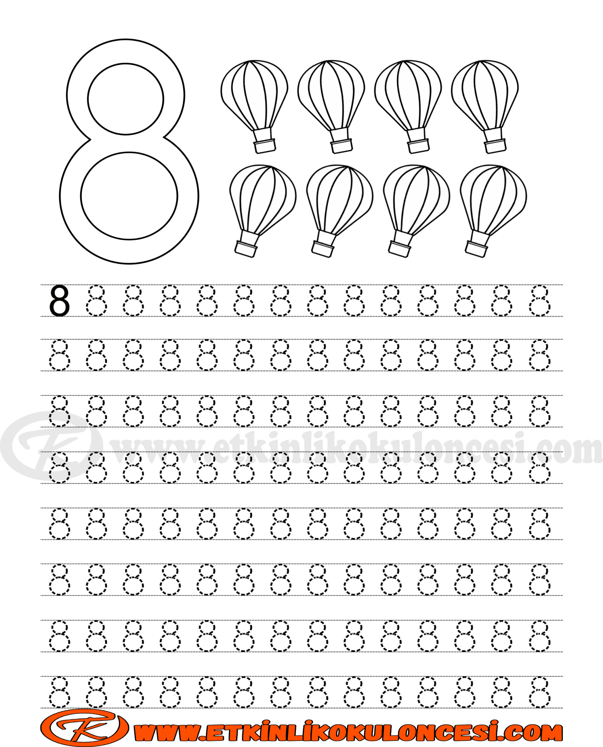 8 RAKAMI ÇİZGİ ÇALIŞMASI, OKUL ÖNCESİ OKUMA YAZMAYA HAZIRLIK, MATEMATİK ...